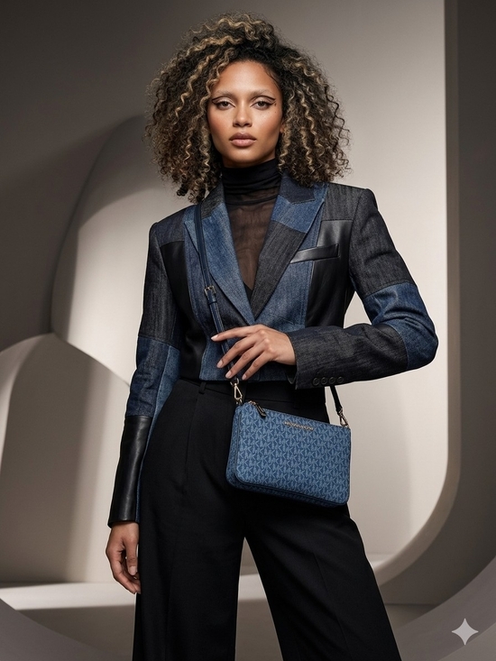 Michael Kors | Bags | Michael Kors Blue Demin Logo Crossbody Bag | Poshmark